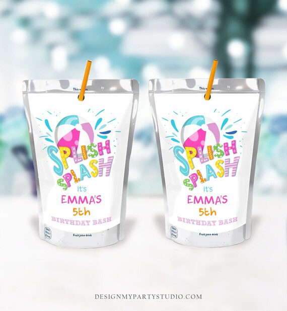 Editable Splish Splash Birthday Capri Sun Labels Juice Pouch Labels ...