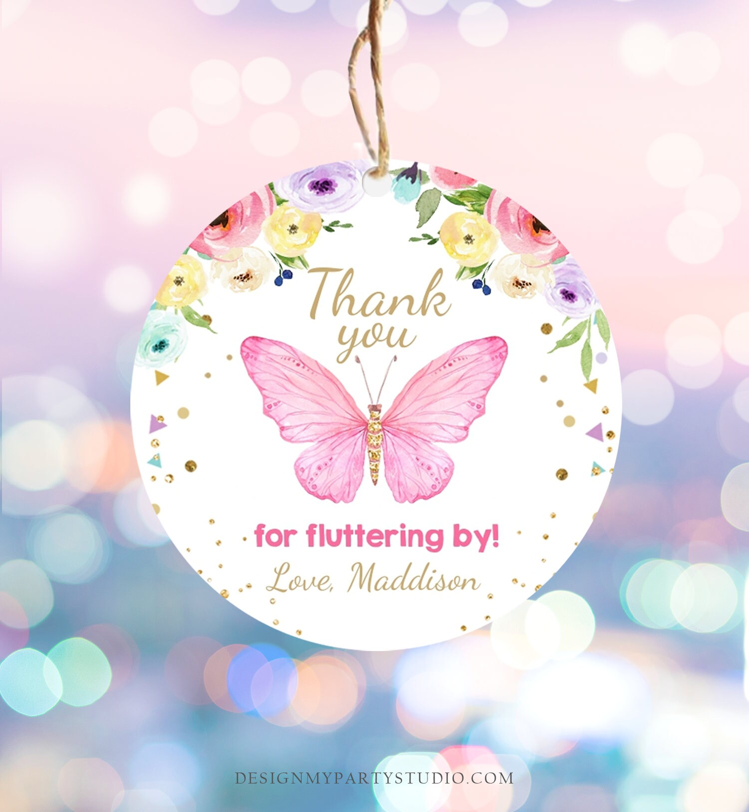 Editable Butterfly Favor Tags Butterfly Birthday Thank you | Etsy