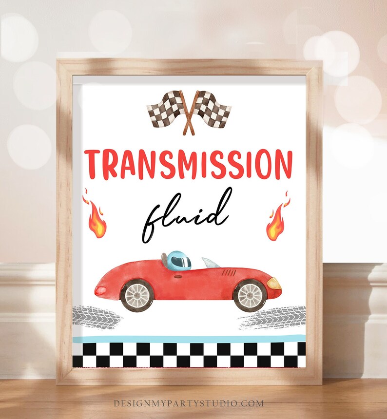 Transmission Fluid Race Car Sign Race Car Birthday Party Sign Two Fast ...