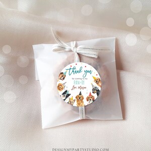 Editable Dogs Favor Tag Puppy Birthday Thank You Tags Boy Blue Paw-ty ...