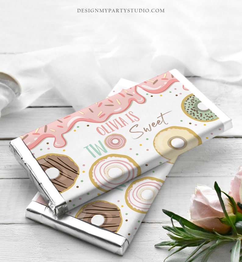 Editable Two Sweet Donut Candy Bar Wrapper Donut Birthday - Etsy