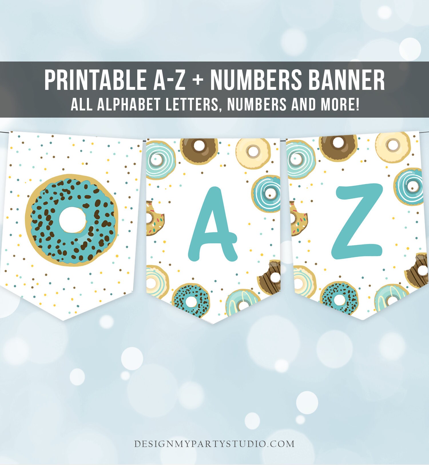 Donut Birthday Banner A-Z Alphabet Numbers Banner Boy Blue | Etsy