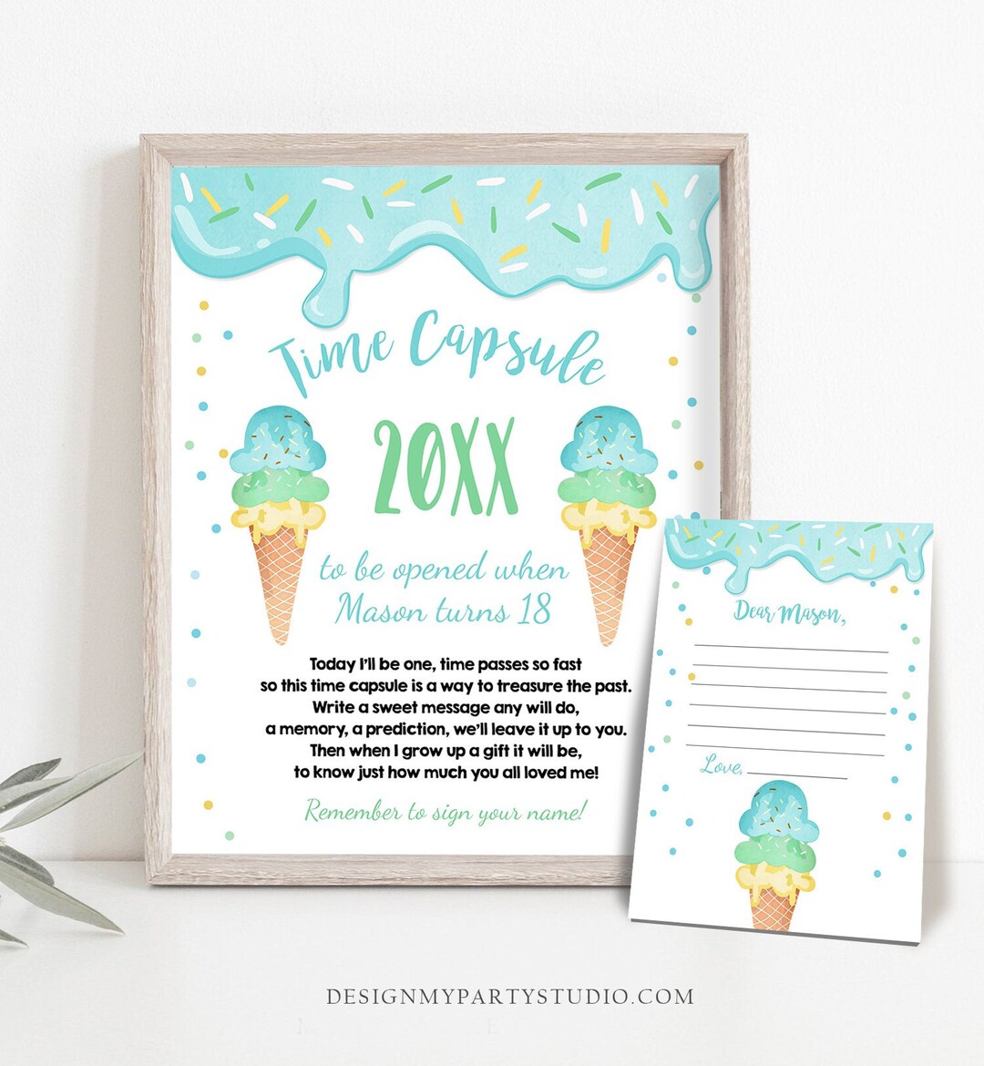 Editable Ice Cream Time Capsule First Birthday Party Ice Cream - Etsy