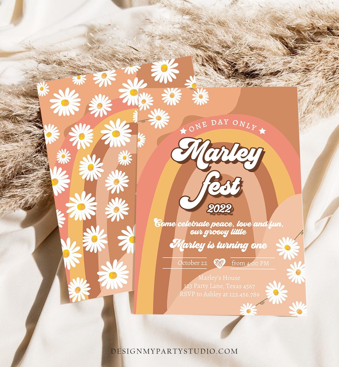 Editable Music Festival Birthday Party Invitation Floral Fest Birthday ...