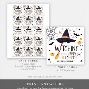 Editable Halloween Favor Tags Witching You a Happy Halloween Trick or ...