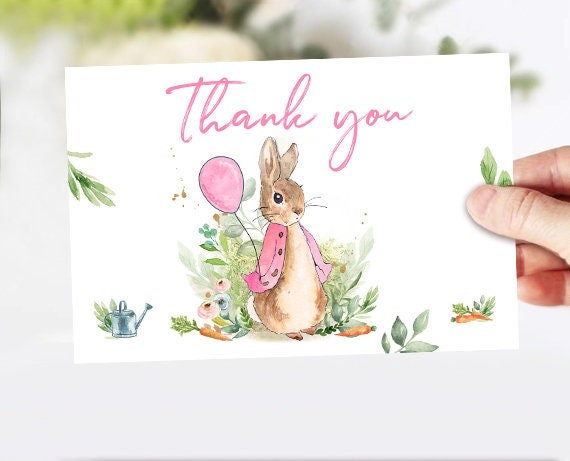 Flopsy Rabbit Thank you Card Peter Rabbit Thank You Note 4x6" Rustic ...