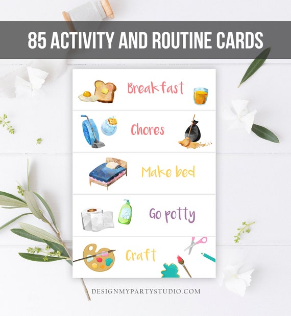 Visual Schedule Kids Daily Routine Chart 85 Cards Chores School ...