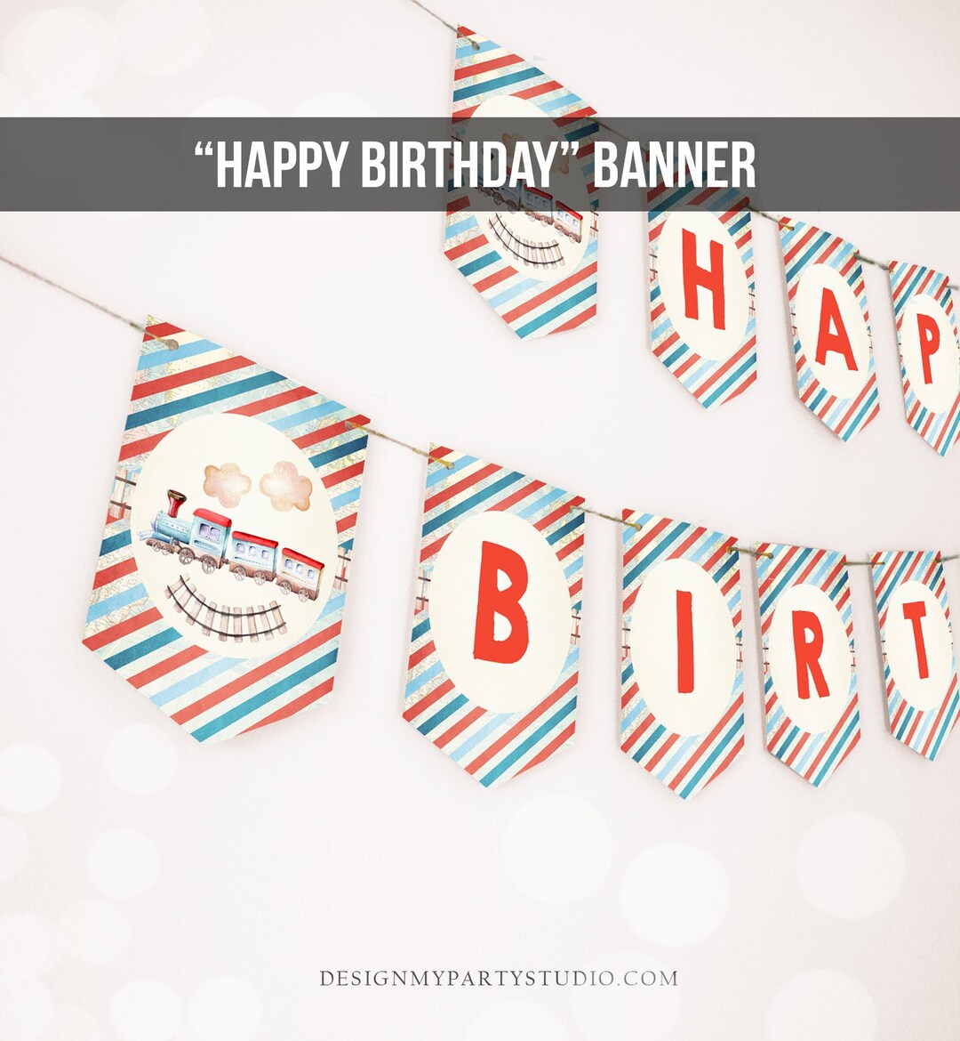 Happy Birthday Banner Train Birthday Banner Train Birthday Boy - Etsy