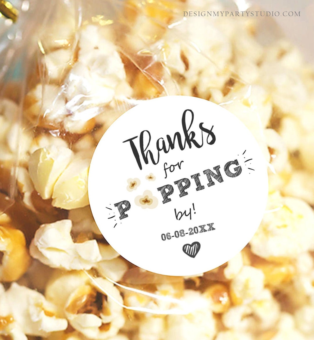 Editable Thanks for Popping by Gift Popcorn Favor Tag String Lights ...