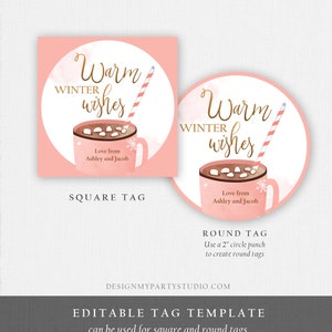 Editable Warm Wishes Tag Personalized Christmas Favors Tag Hot Cocoa ...