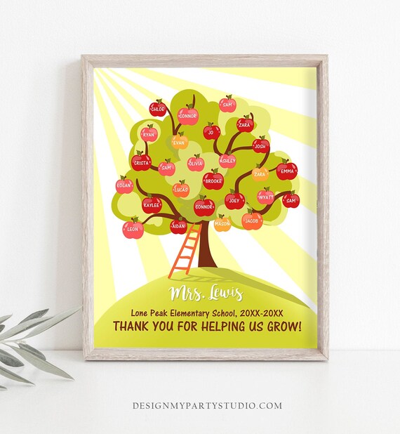 Editable Teacher Tree Print Student Names End of Year Gift Teacher ...