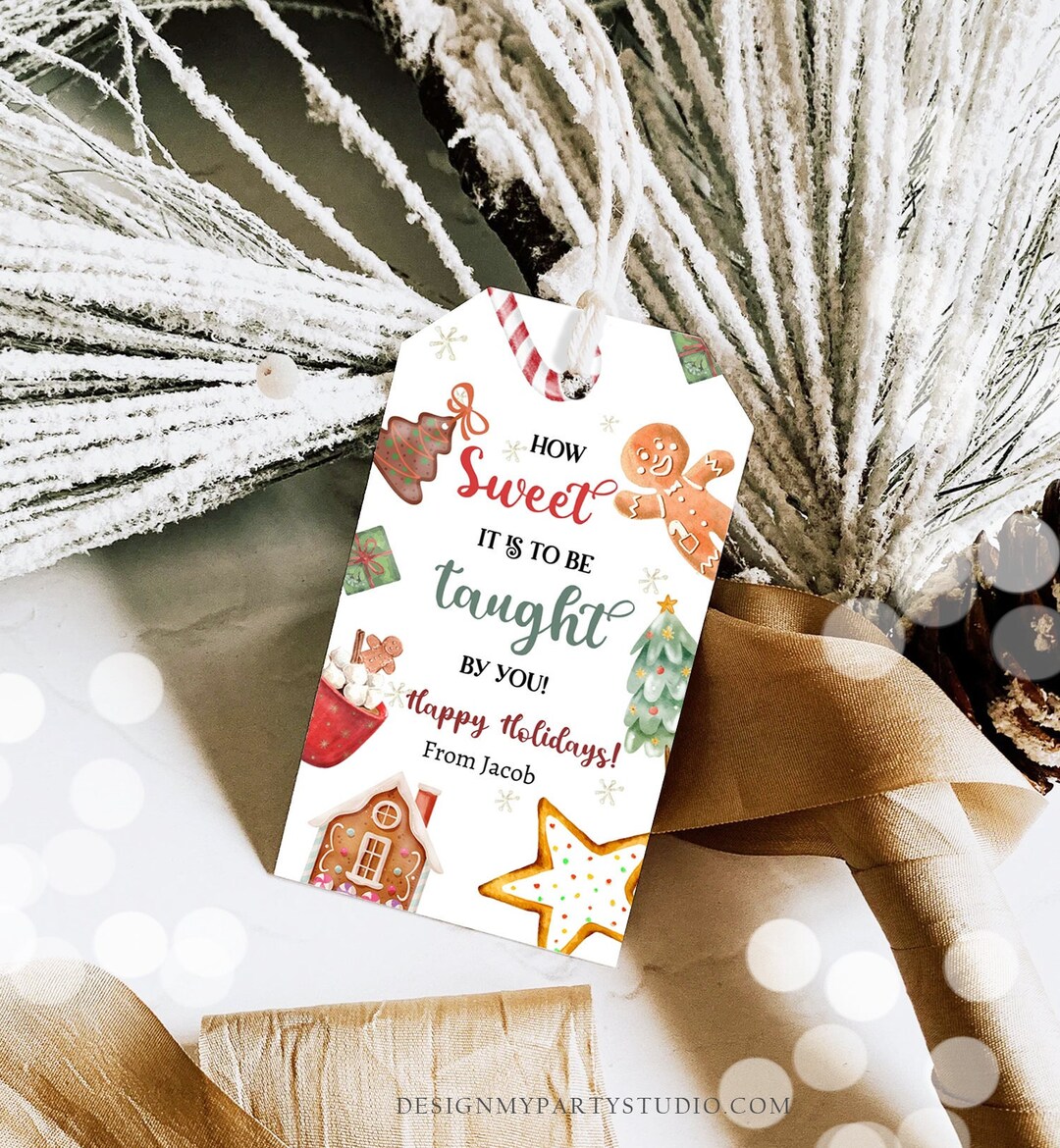Editable Christmas Gift Tag Sweet It is to Be Taught by You Holiday ...