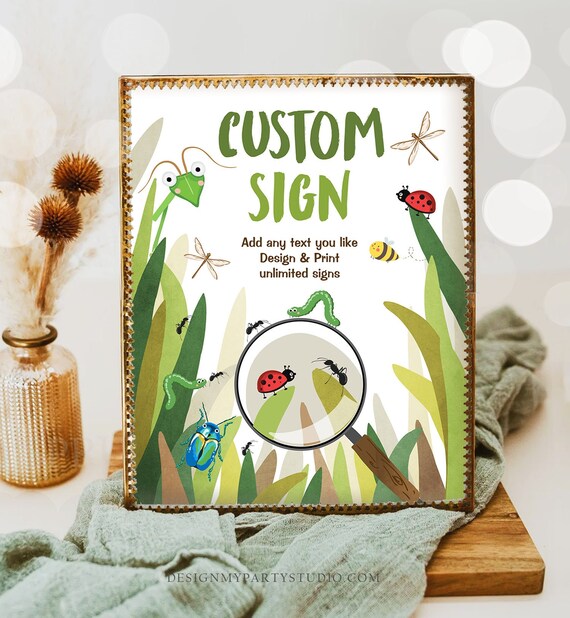 Editable Custom Sign Bug Birthday Sign Bugs Decor Bug Party Table Sign ...
