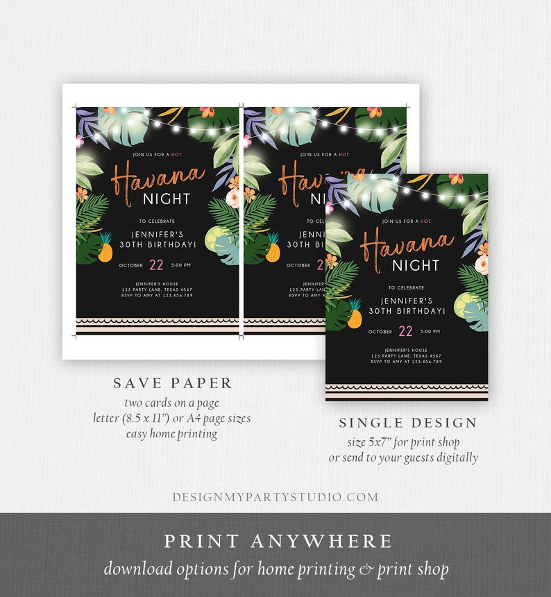 Editable Havana Nights Invitation Night in Havana Birthday - Etsy