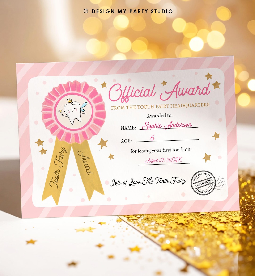 Editable Tooth Fairy Certificate Lost Tooth First Tooth Gift Fairy Note ...