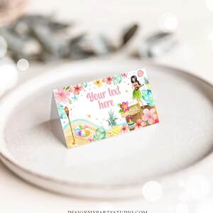 Editable Hawaiian Food Labels Luau Birthday Party Food Card Tent Card ...
