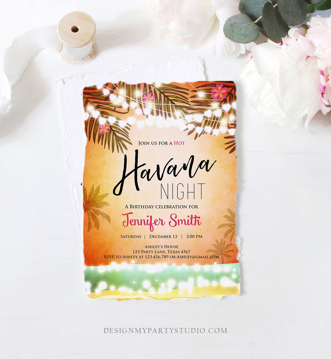 Editable Havana Nights Invitation Night in Havana Birthday Invitation ...
