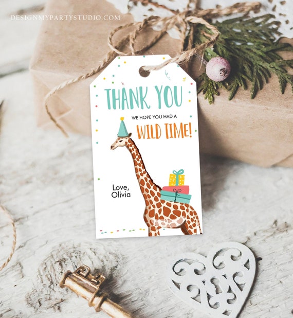 Editable Party Animals Favor tags Wild One Thank you tags Safari ...