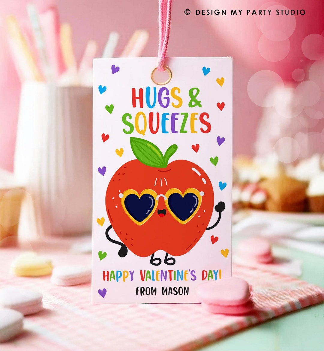 Editable Hugs and Squeezes Valentines Day Gift Tag Applesauce Fruit ...