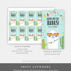 Editable Llama Favor Tags Whole Llama Fun Thank You Tags Llama Birthday ...