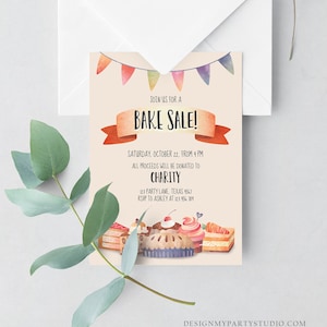 Editable Bake Sale Party Festival Invitation Fundraiser School Church ...