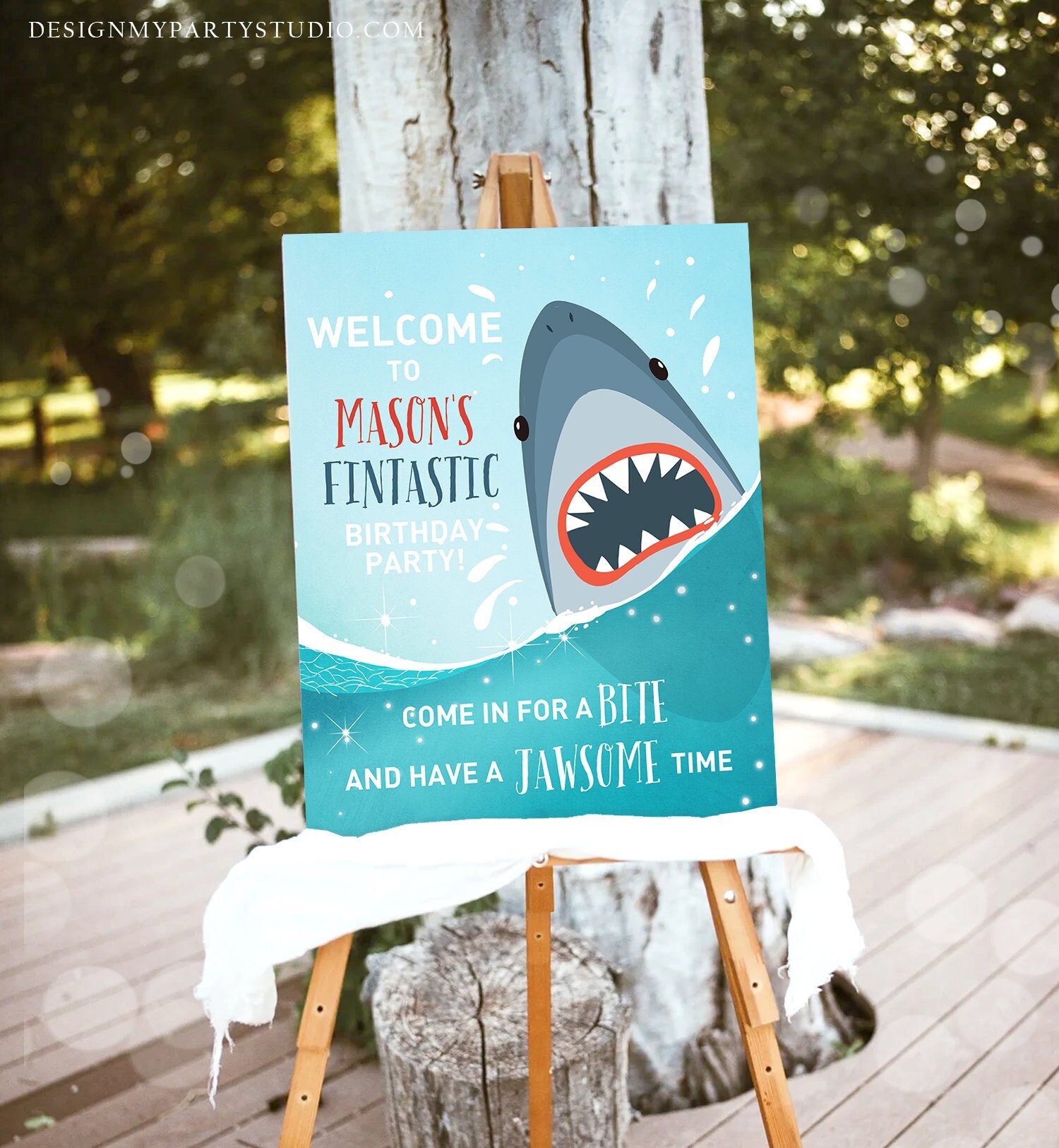 Editable Shark Welcome Sign Shark Birthday Sign Under the Sea ...