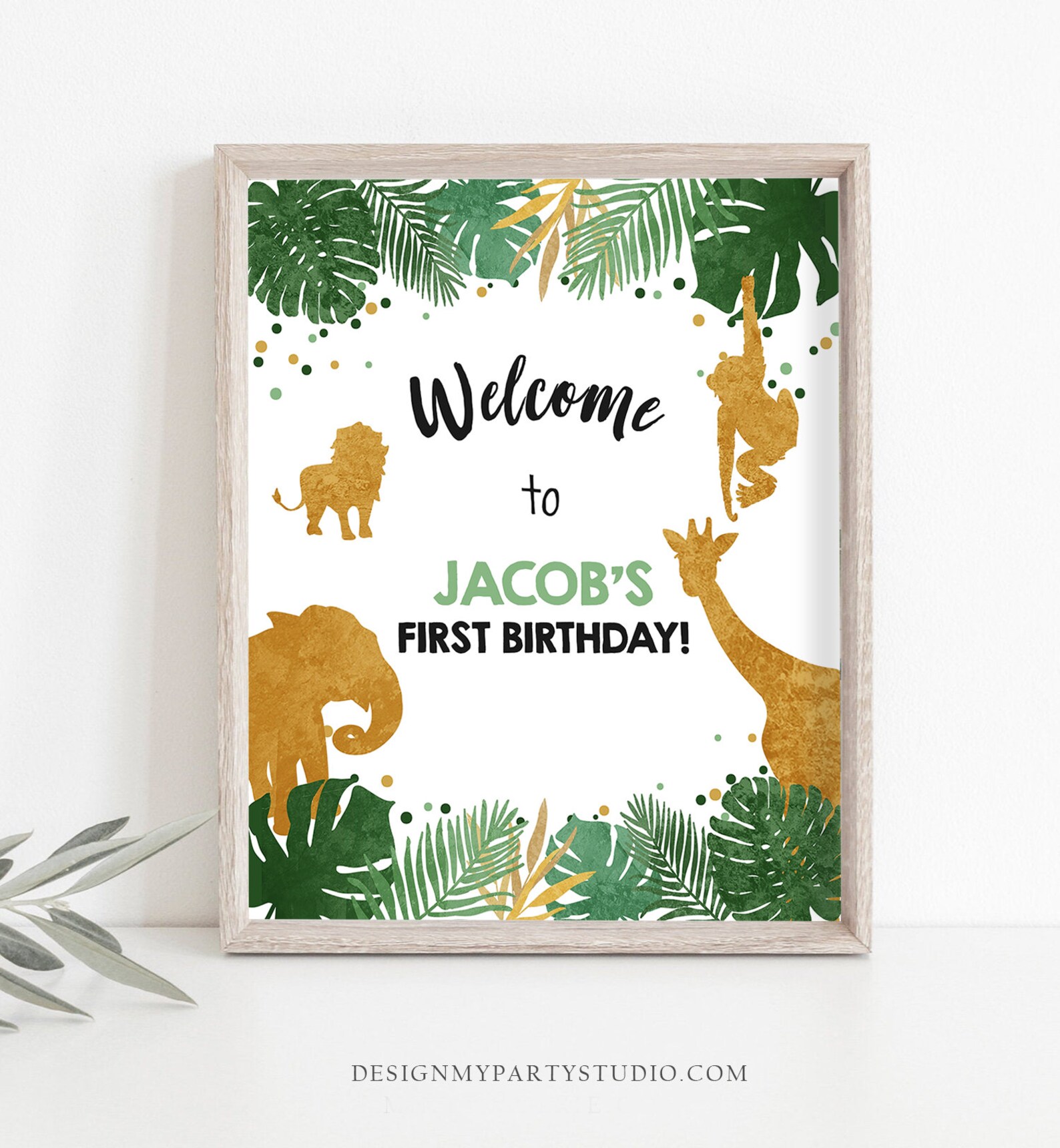 Editable Safari Animals Welcome Sign Wild One Poster Zoo | Etsy
