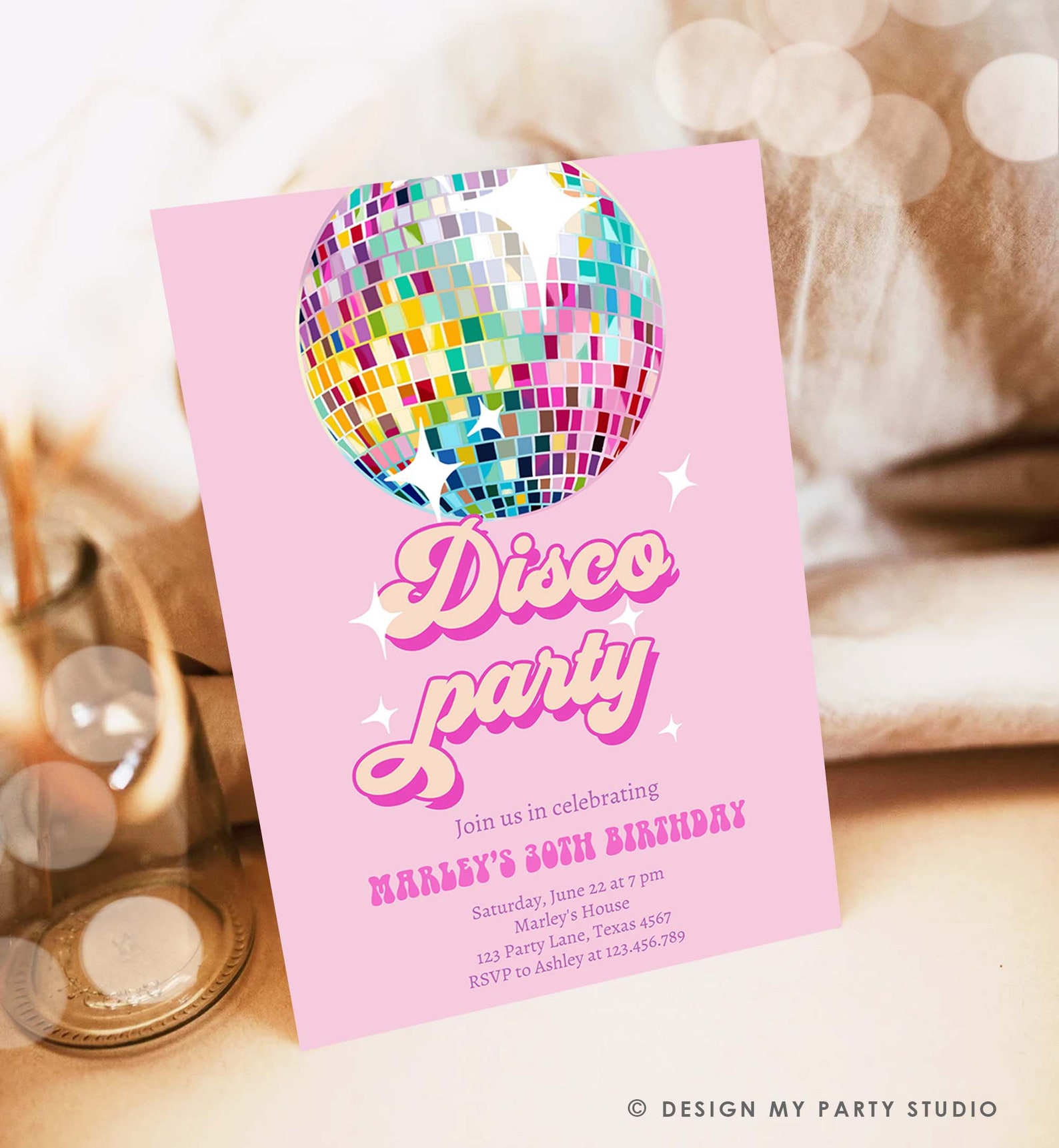 Editable Disco Birthday Party Invitation Disco Party Birthday Adult Let ...
