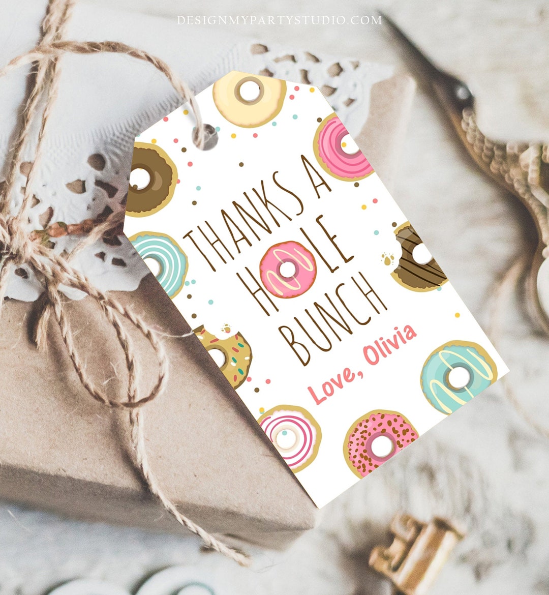 Editable Donut Favor Tags Tags Donut Birthday Donut Thank You - Etsy