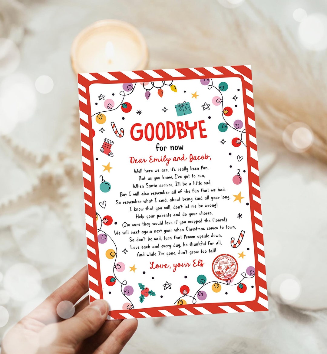 Editable Elf Goodbye Letter Departure Letter Christmas Goodbye From ...