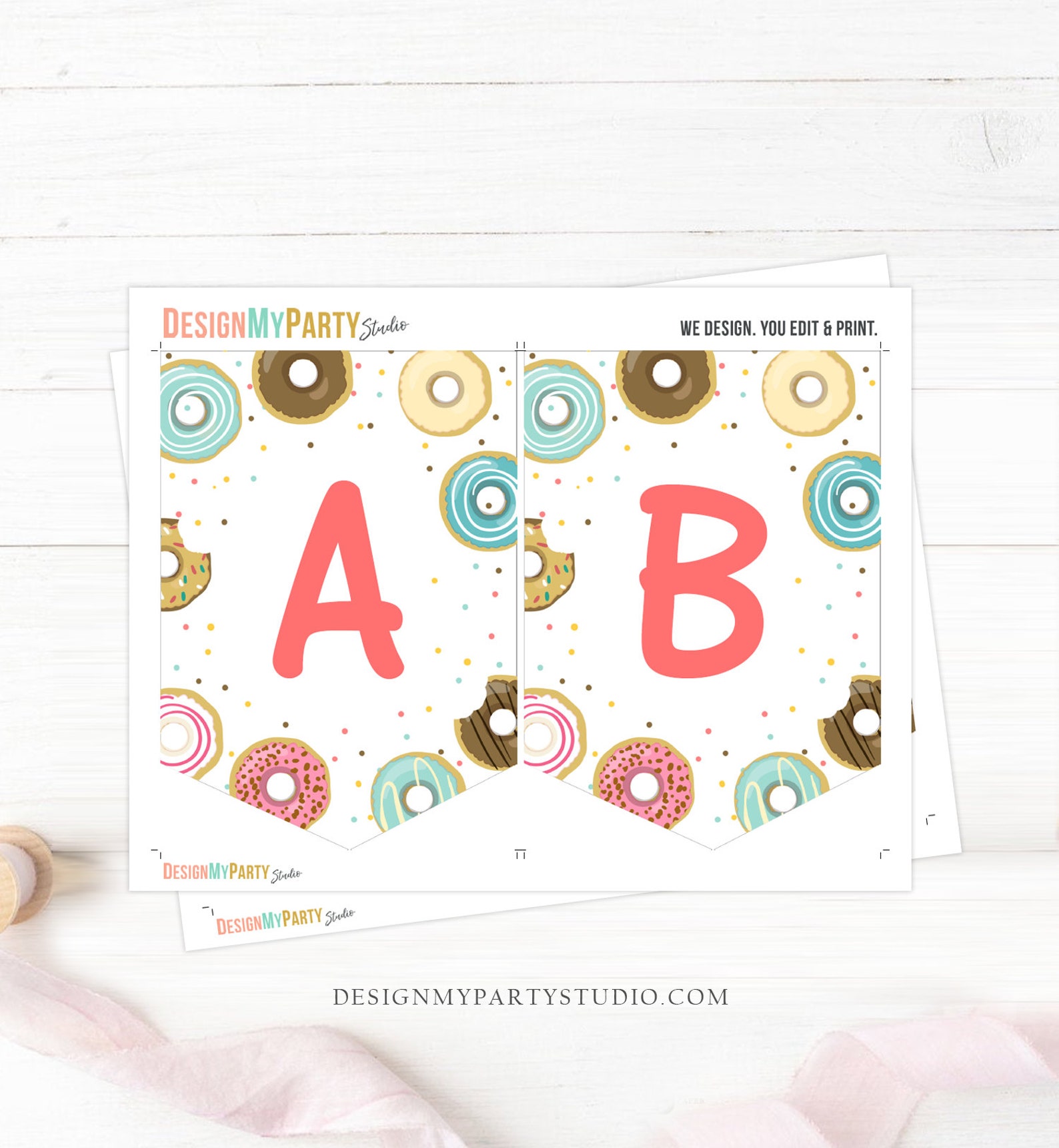 Donut Birthday Banner A-Z Alphabet Numbers Banner Girl Pink | Etsy