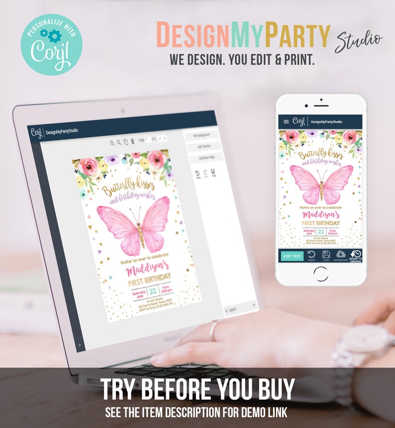 Editable Butterfly Birthday Invitation Butterfly Invitation - Etsy