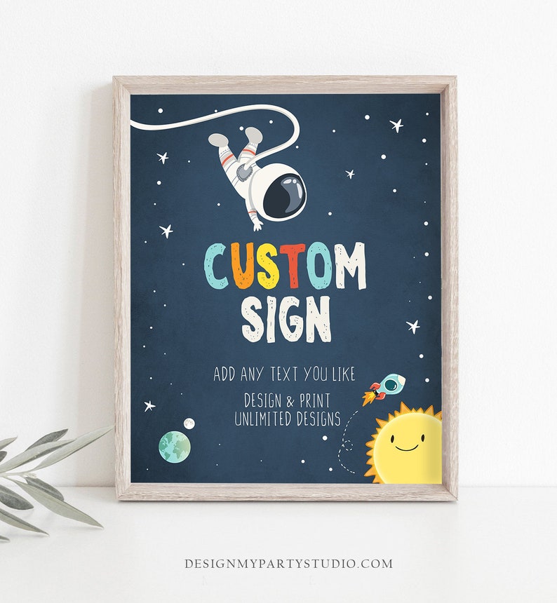 Editable Outer Space Custom Sign Astronaut Birthday Party - Etsy