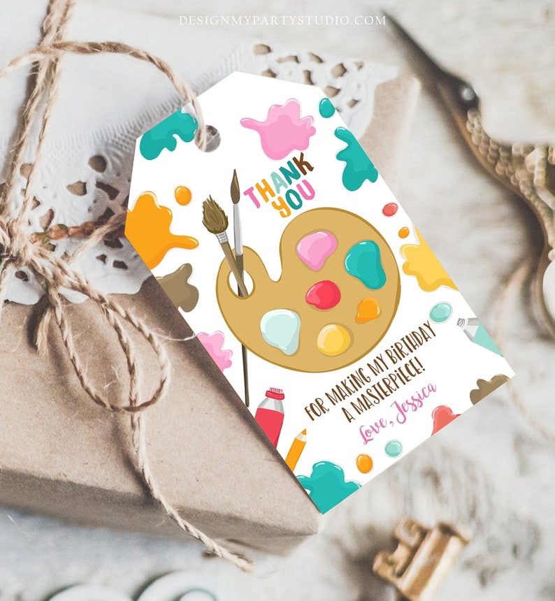 Editable Art Party Favor Tags Painting Party Thank You Tag | Etsy