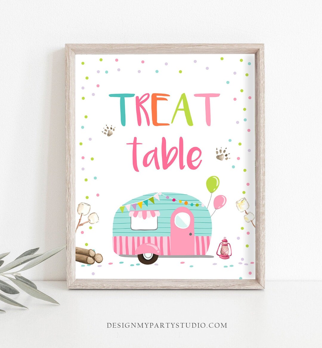 Treat Table Sign Happy Camper Birthday Sign Camper Decor Girl Glamping ...