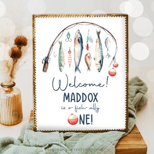 Editable Fishing Birthday Welcome Sign 1st Birthday Boy the Big One O ...