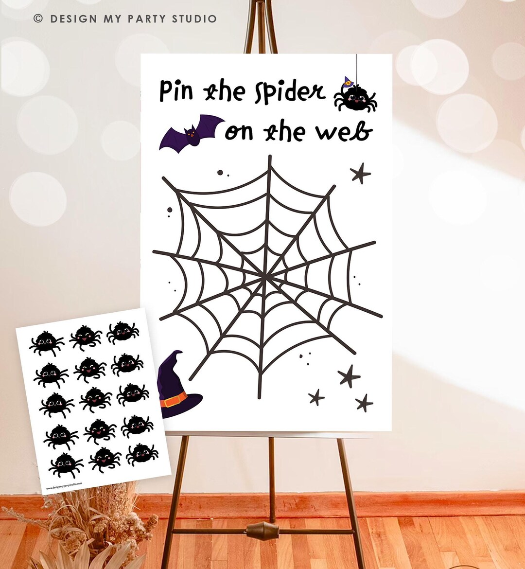 Pin the Spider on the Web Halloween Game Spooky Birthday Game Costume ...