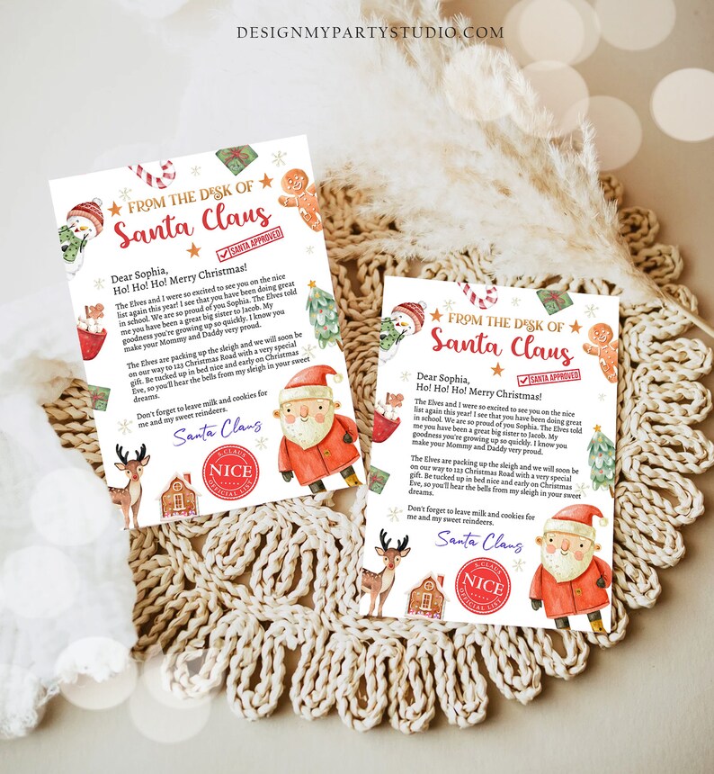 Editable Personalized Letter From Santa Claus From the Desk of Santa ...