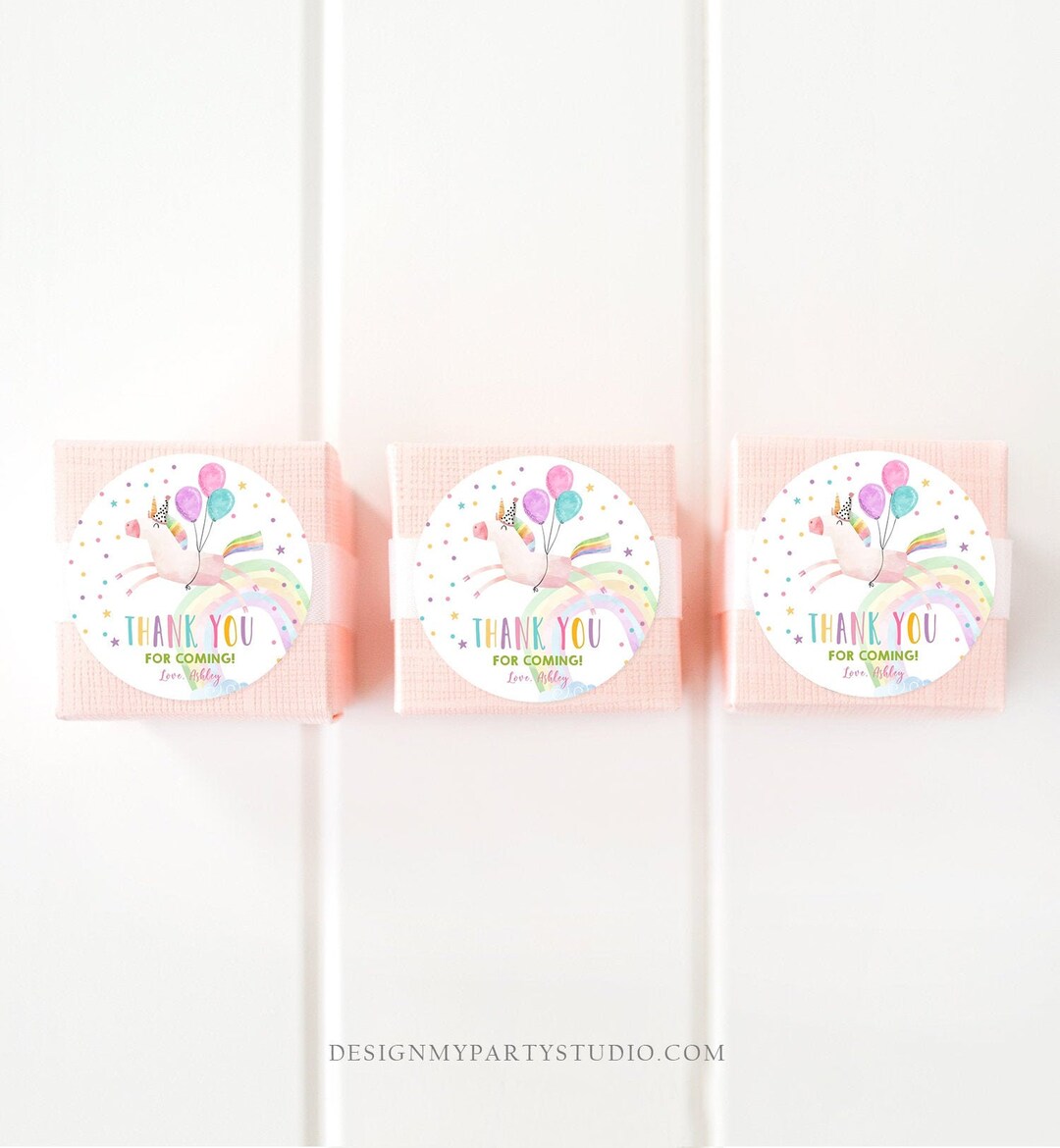 Editable Unicorn Favor Tags Unicorn Birthday Party Thank You Gift Tags ...