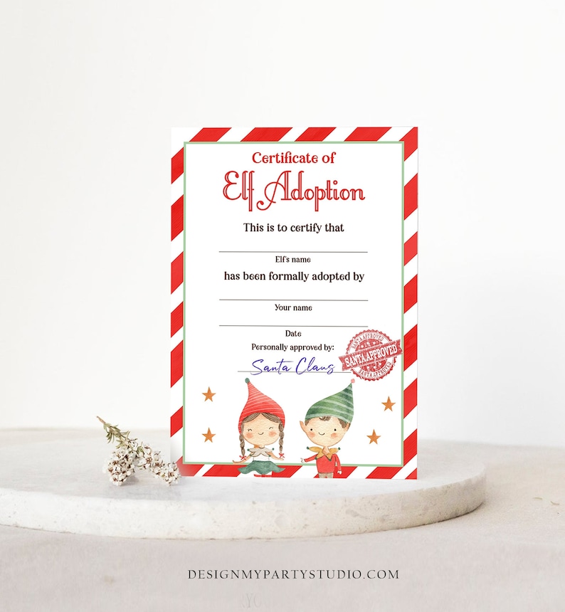 Editable Elf Adoption Certificate Adopt an Elf Letter Elf - Etsy Canada