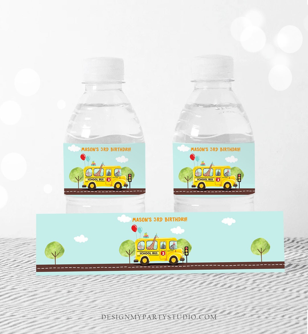 Editable School Bus Water Bottle Labels Wheels on the Bus - Etsy
