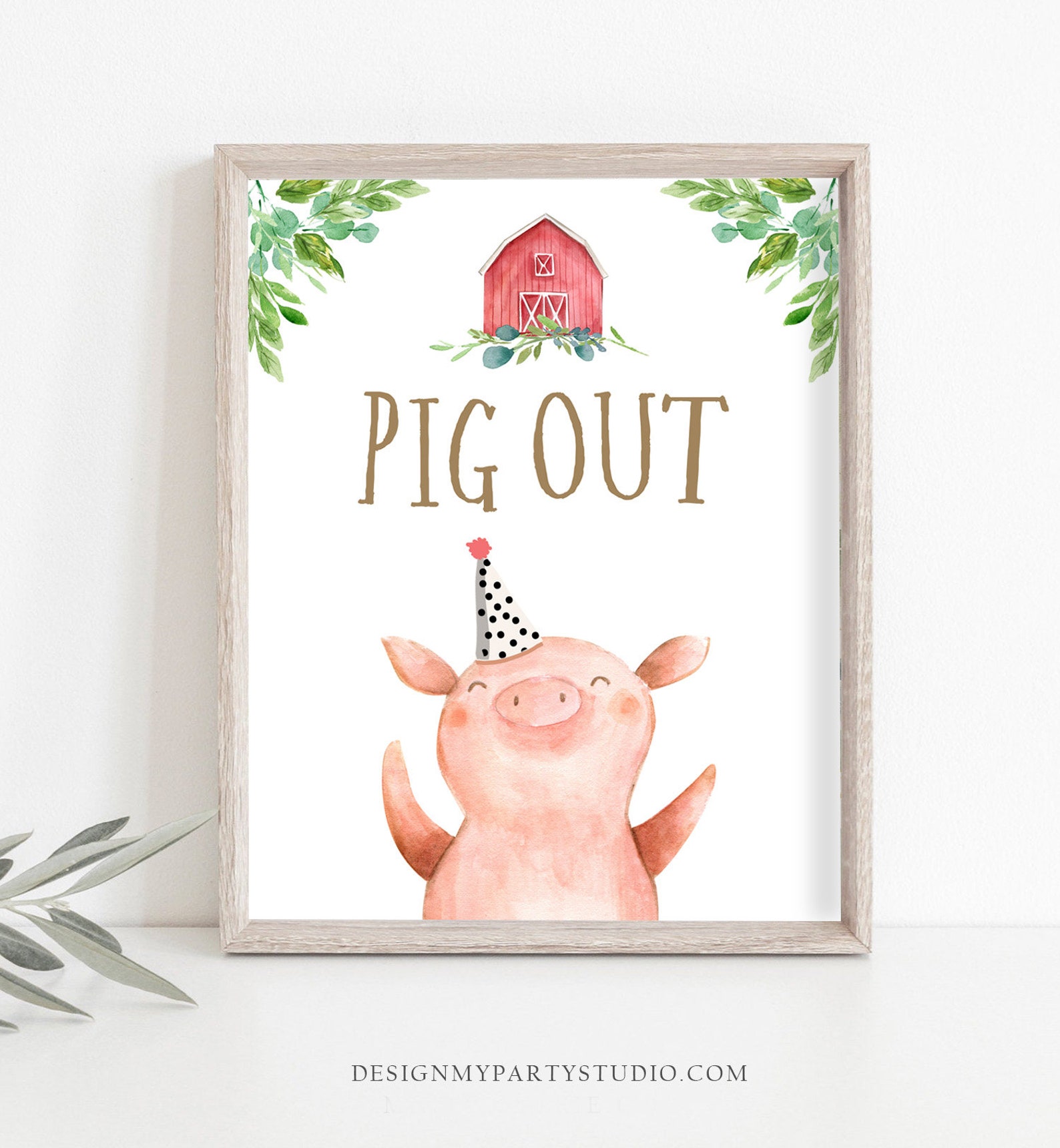 Pig Out Table Sign Farm Animals Birthday Decorations Barnyard | Etsy