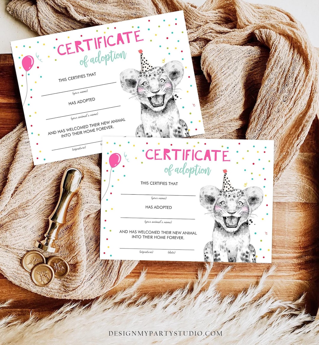 Tiger Cub Adoption Certificate Safari Animals Adopt an Animals Wild One ...