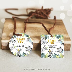 Editable Party Animals Favor Tags Wild One Animals Thank You Tag Safari ...