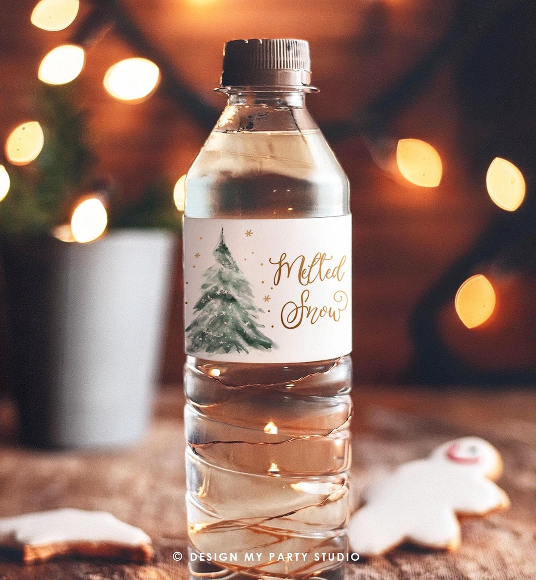 Editable Winter Water Bottle Labels Melted Snow Baby Cold Outside ...