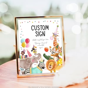 Editable Custom Sign Party Animals Sign Wild One Animals Decor Zoo ...