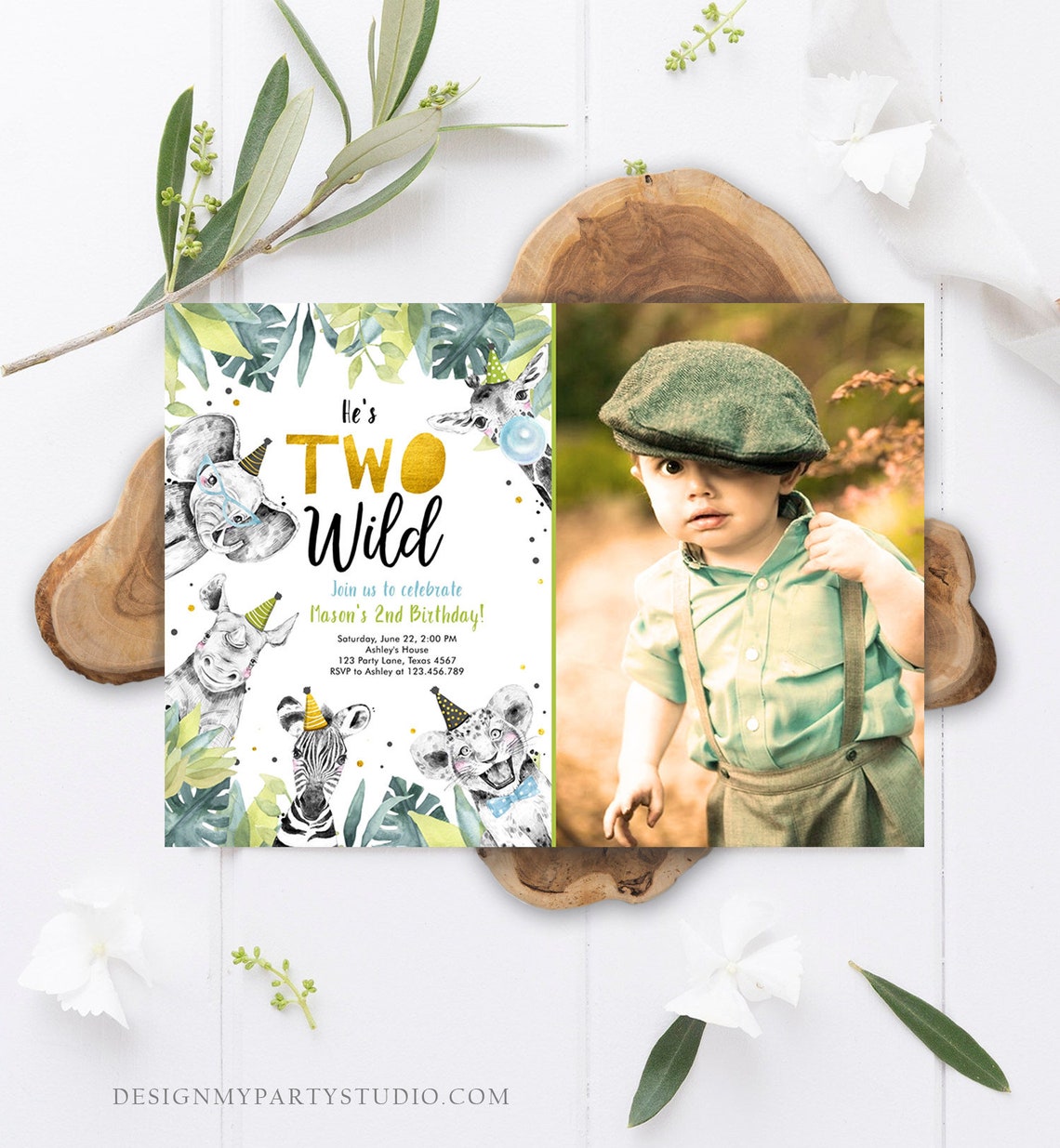 Editable Two Wild Birthday Invitation Safari Party Animals Boy - Etsy