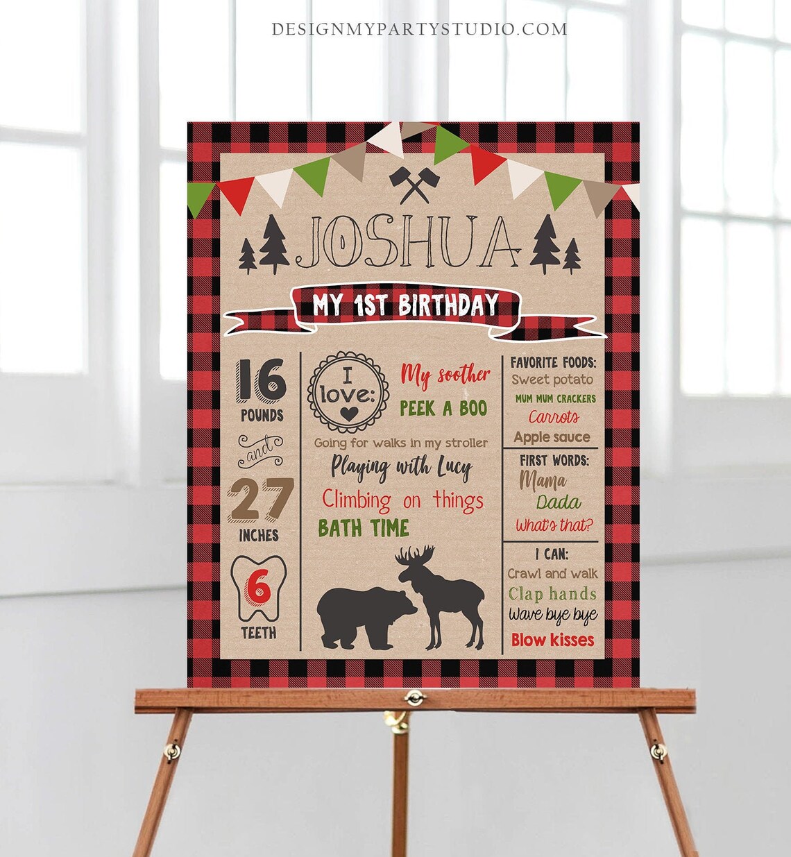 Editable Lumberjack Birthday Milestones Sign Lumberjack | Etsy