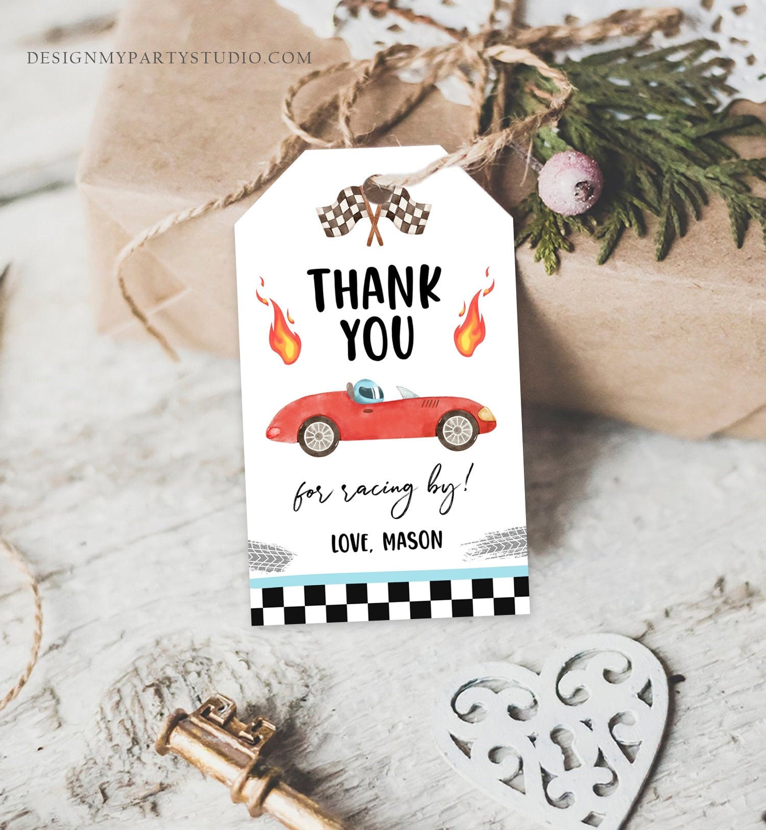 Editable Racing Favor Tags Race Car Birthday Thank You Label | Etsy
