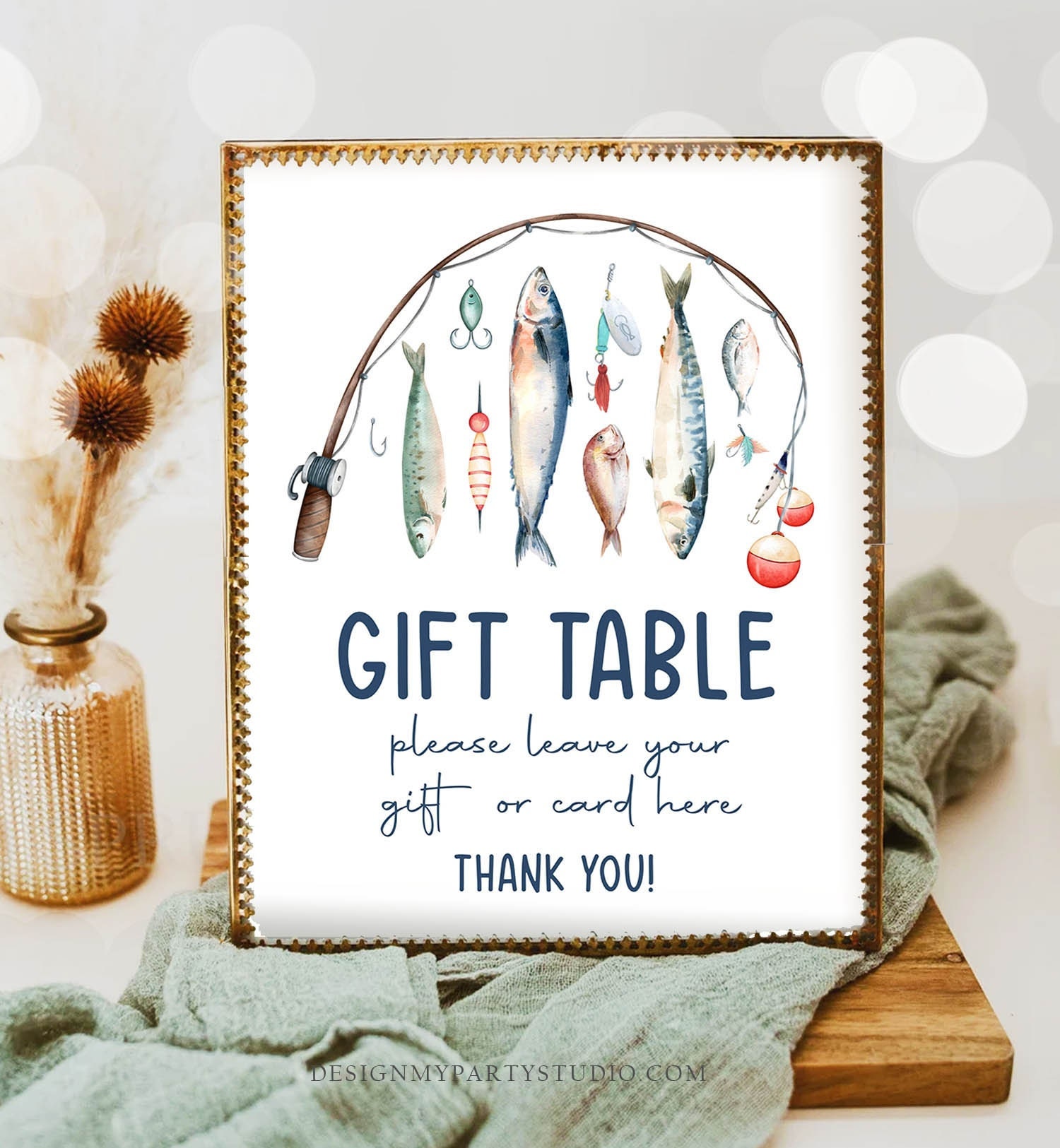 Gift Table Sign Fishing Birthday Sign O-fish-ally Reeling in the Big ...